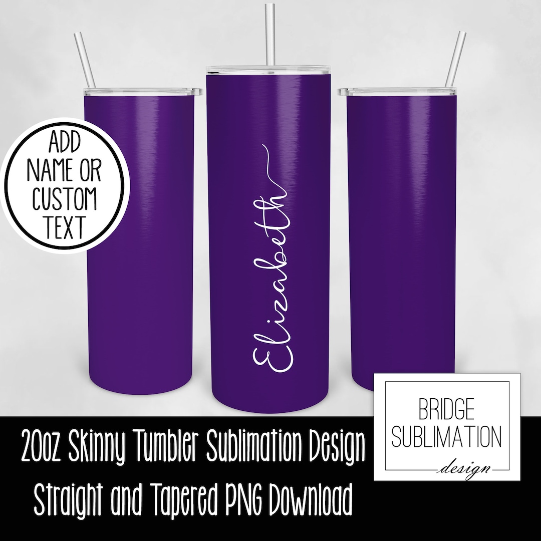 Purple Solid Color Tumbler, Purple 20oz Skinny Tumbler Sublimation ...