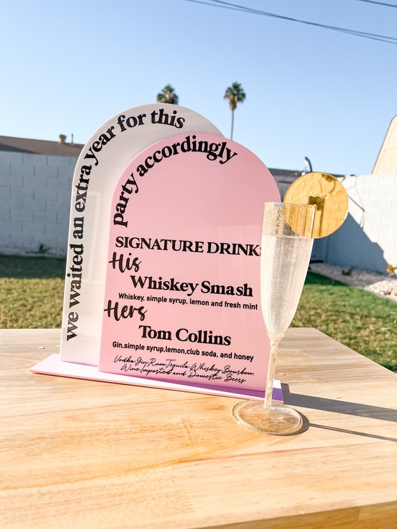 Custom Menu Arch Bar Sign| Double Arch Acrylic Bar Sign Wedding Acrylic ...