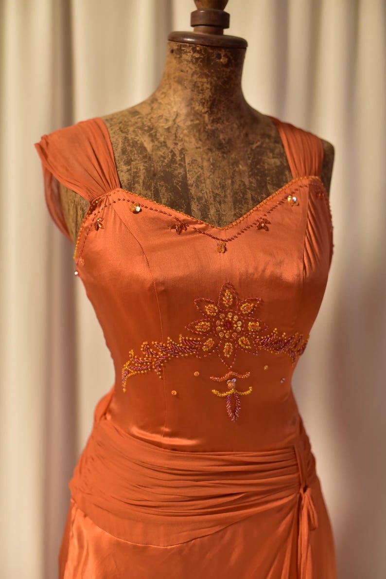Vintage Y2K SILK Beaded Orange Fairy Whimsy Whimsygoth Fairycore Prom ...