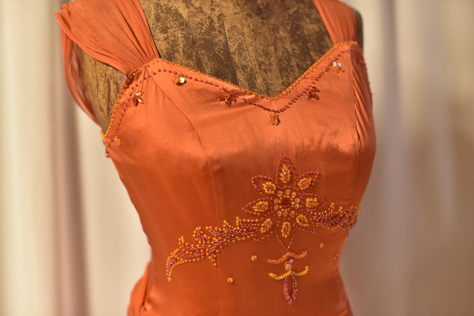 Vintage Y2K SILK Beaded Orange Fairy Whimsy Whimsygoth Fairycore Prom ...