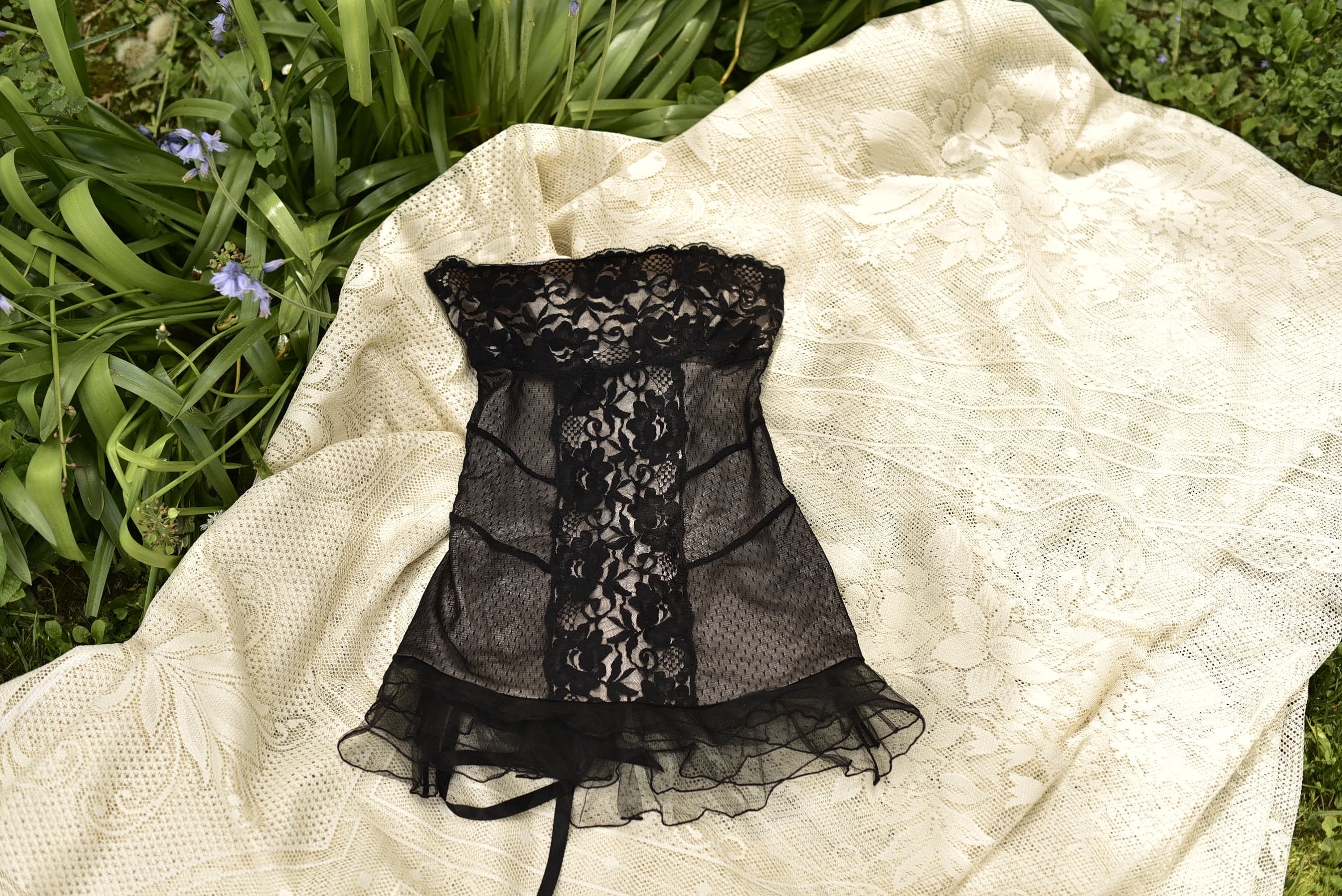Vintage Y2k Deadstock Negligee Romantic Lace Corset Dress Cami - Etsy