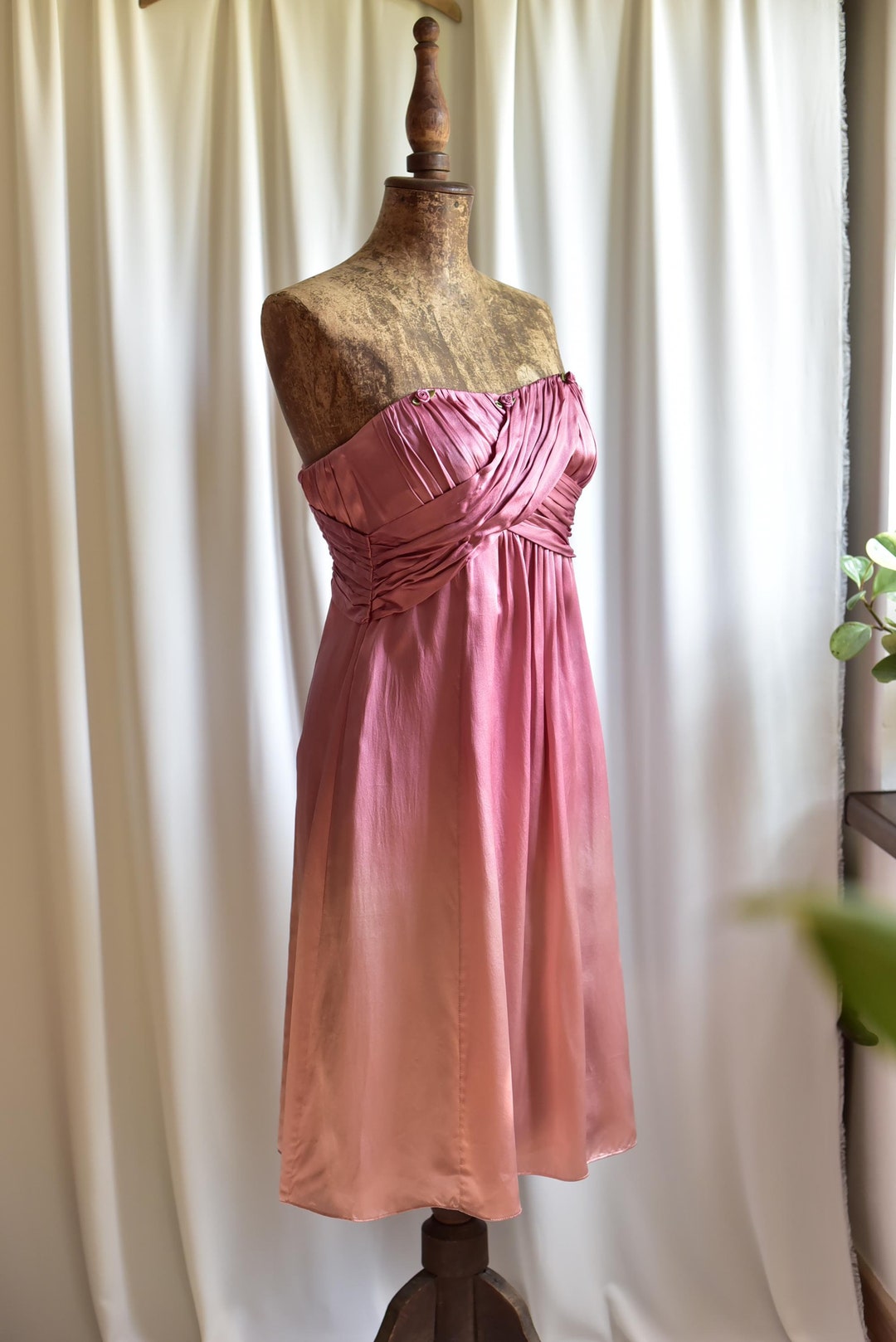 Vintage Y2K SILK Soft Rose Appliqué Beaded Ombré Fairy Whimsy ...
