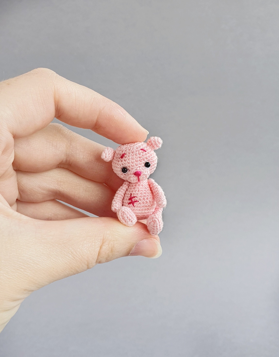 Mini Bear 4,5 Cm, Mini Pink Bear Lover Gift, Pocket Pet Friend for Doll ...