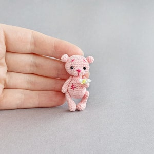 Mini Bear 4,5 Cm, Mini Pink Bear Lover Gift, Pocket Pet Friend for Doll ...