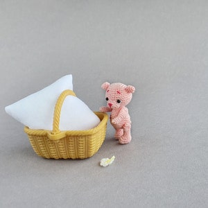 Mini Bear 4,5 Cm, Mini Pink Bear Lover Gift, Pocket Pet Friend for Doll ...