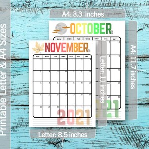 Printable Monthly Calendar | 2021-2022 Digital Planner | Gradient Theme ...