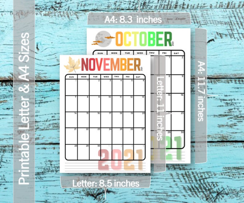 Printable Monthly Calendar 2021-2022 Digital Planner Gradient Theme ...