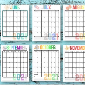 Printable Monthly Calendar 2021-2022 Digital Planner Gradient Theme ...