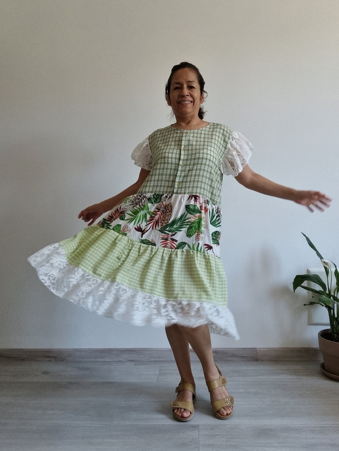 Patchwork Dress Vintage,patchwork Dress Xl,shabby Chic Dress,recycled ...