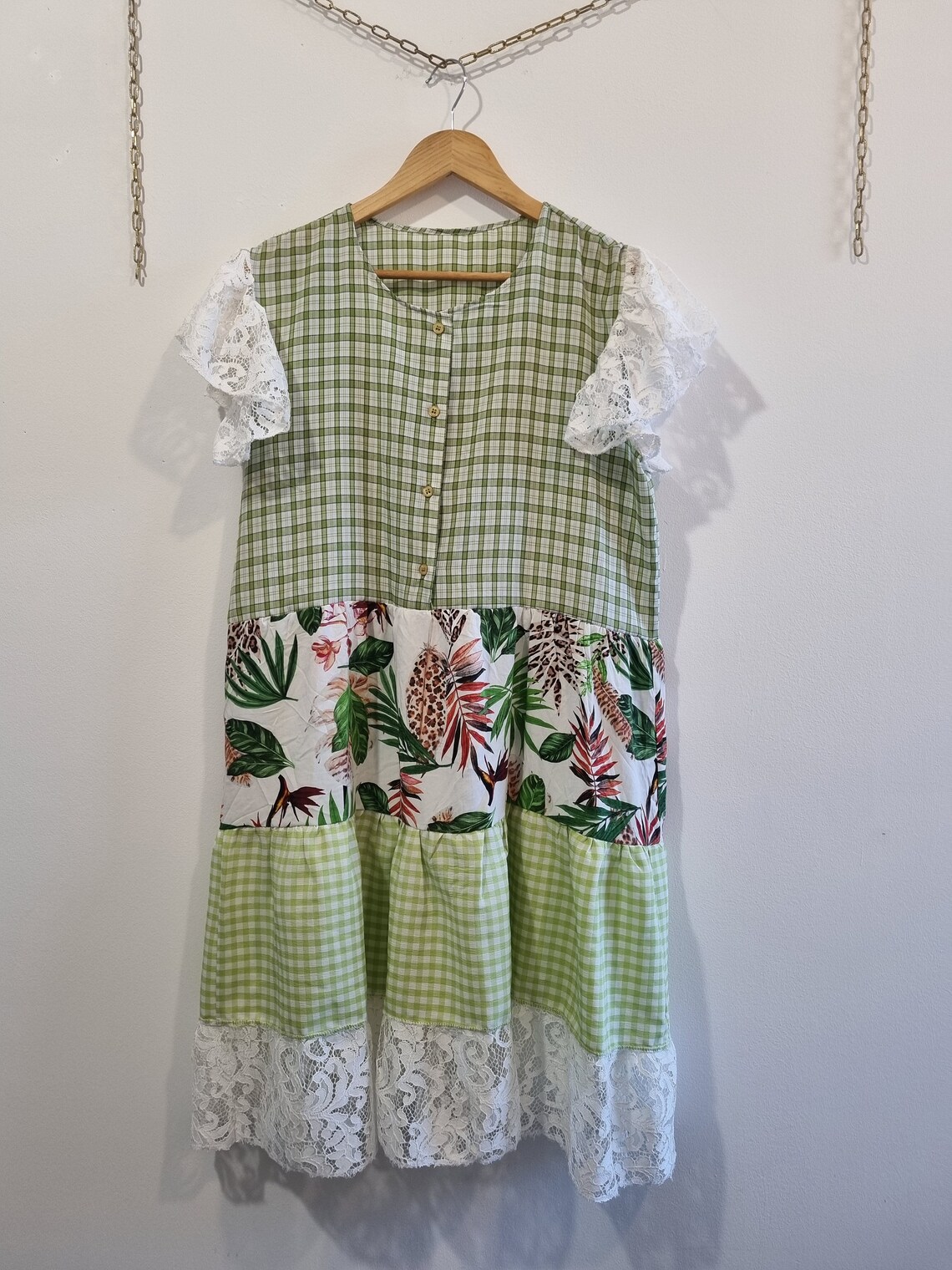 Patchwork Dress Vintage,patchwork Dress Xl,shabby Chic Dress,recycled ...