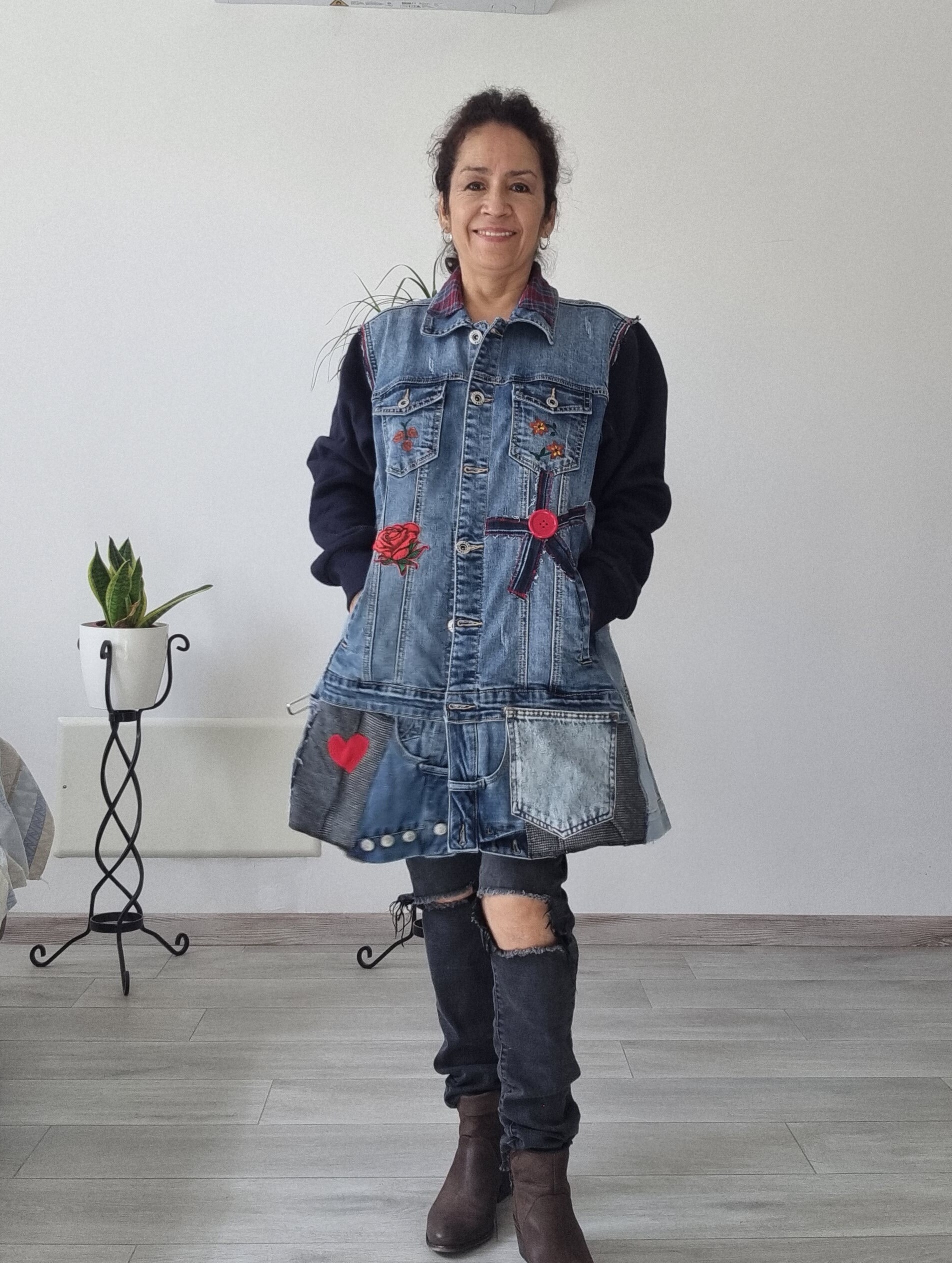Upcycled Clothing Women,recycled Denim Jacket, Patchwork Denim Jacket ...