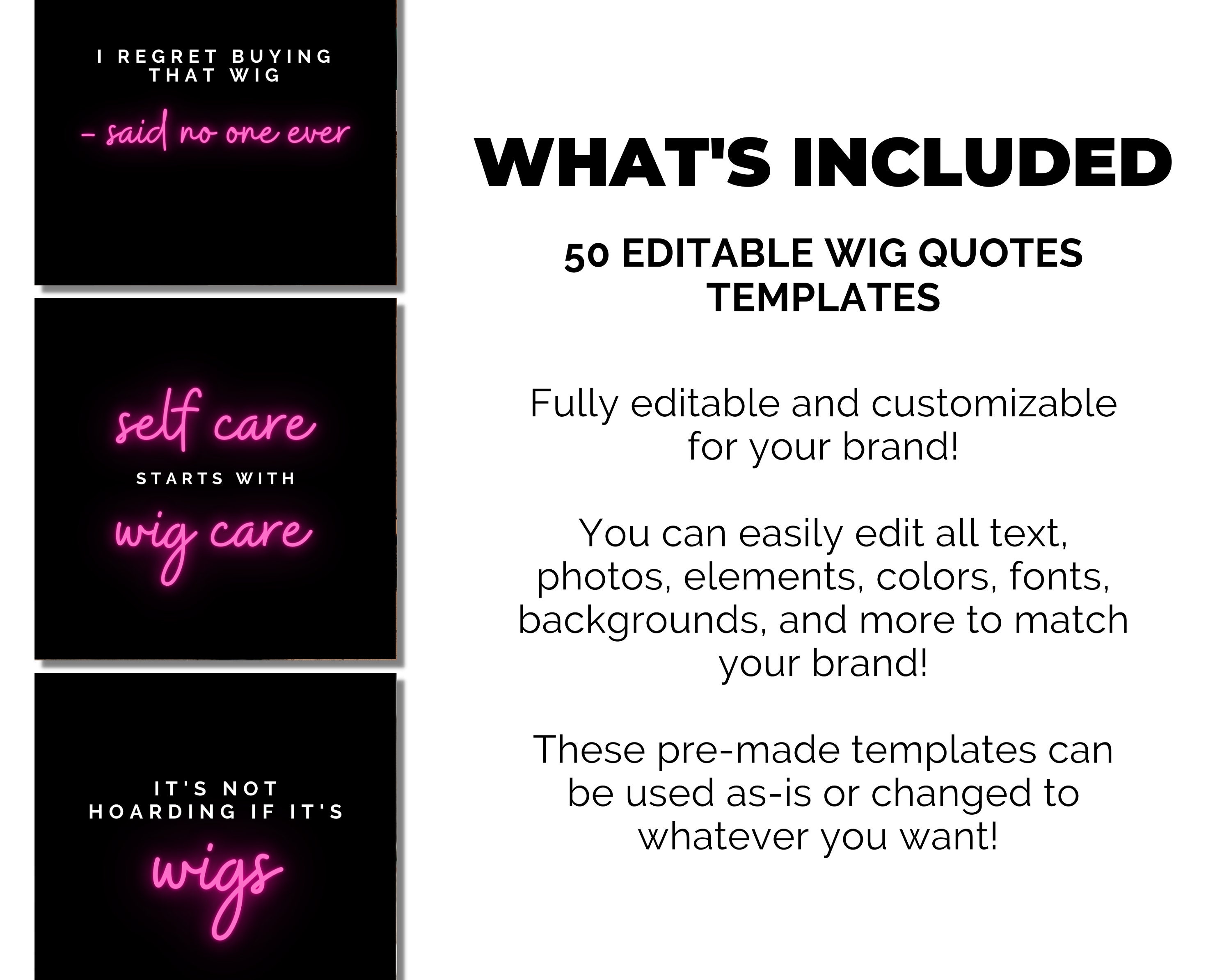 Social Media Canva Template Wigs and Hair 50 Wig Feed Layout Design ...