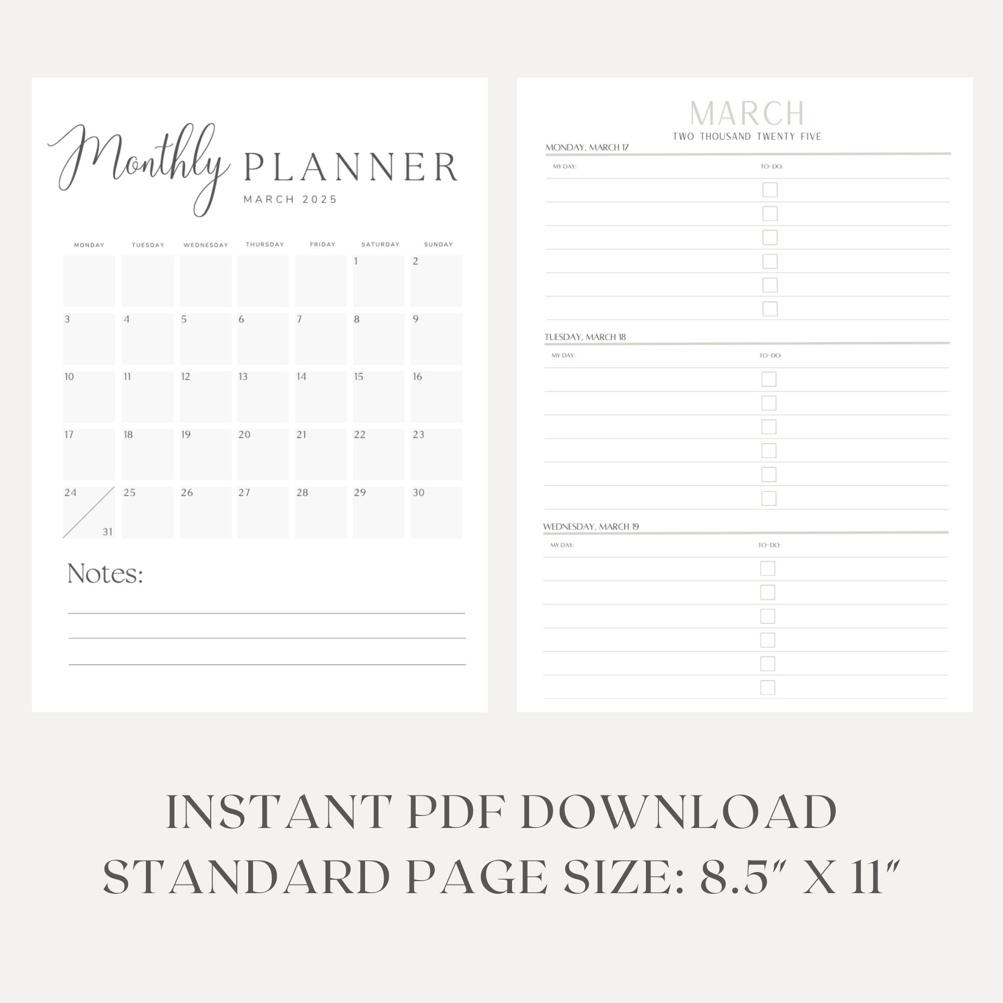 2025 Weekly Planner Printable – Minimalist Weekly Calendar, Goal ...