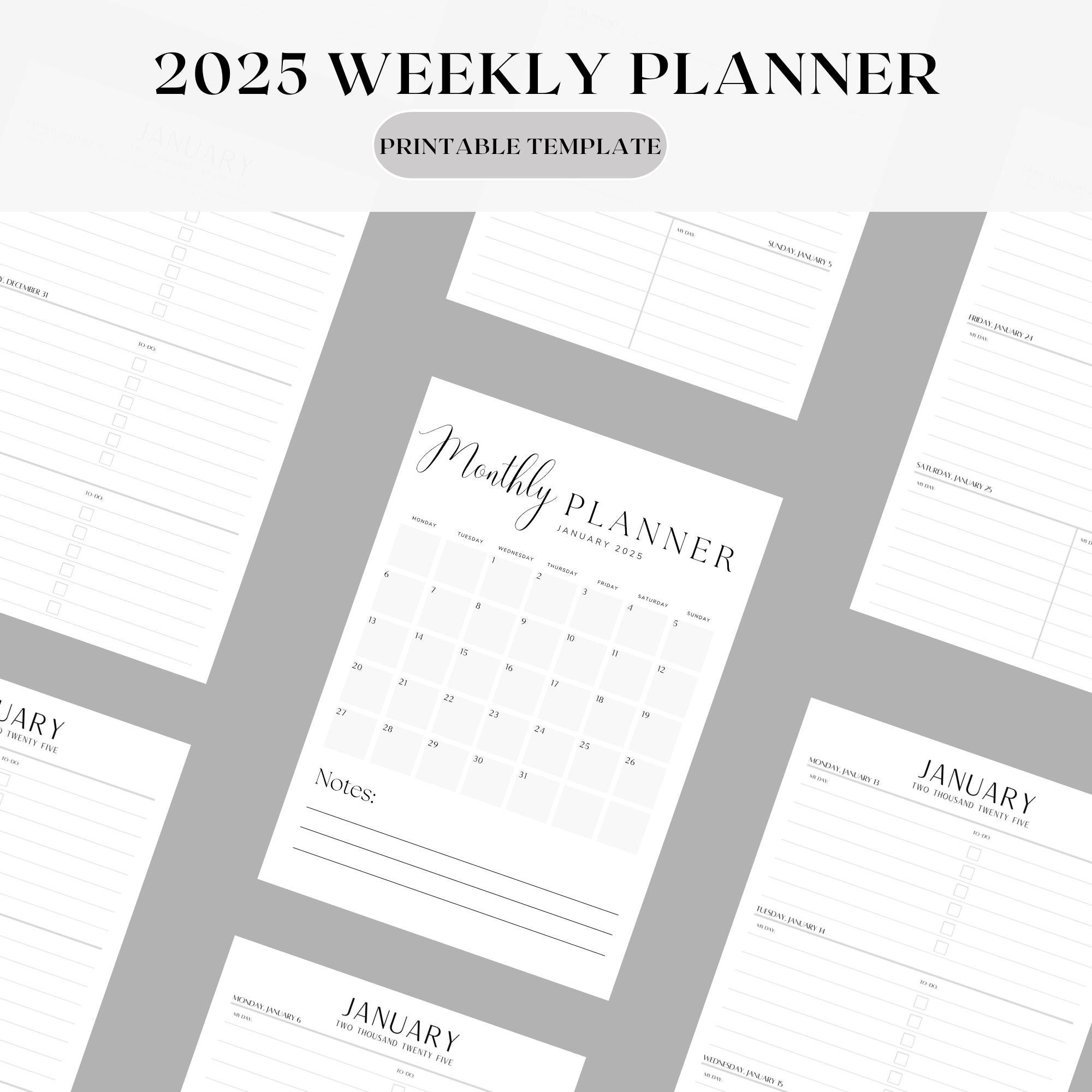 2025 Weekly Planner Printable – Minimalist Weekly Calendar, Goal ...