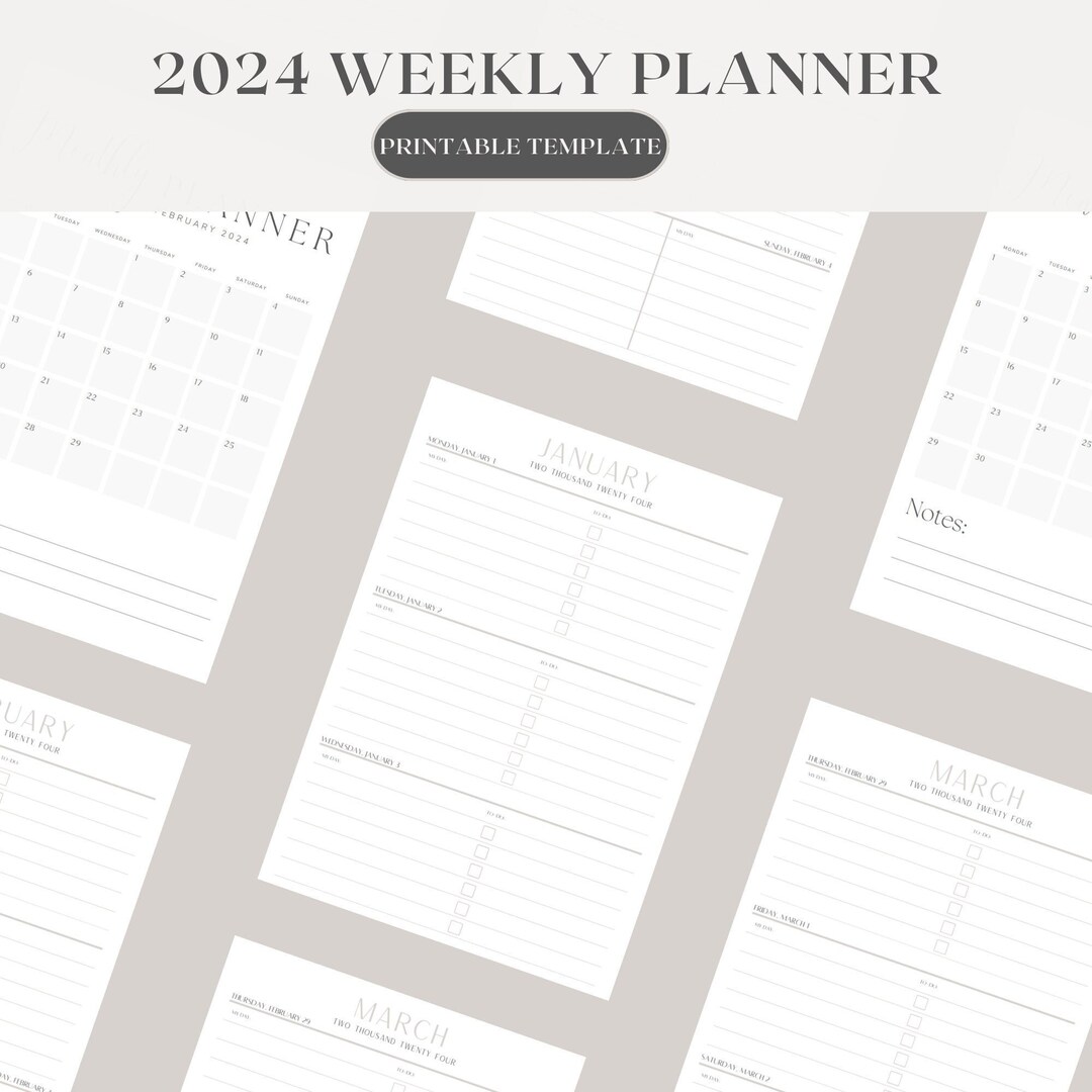 2024 Weekly Planner Printable Weekly Planner Simple Planner ...
