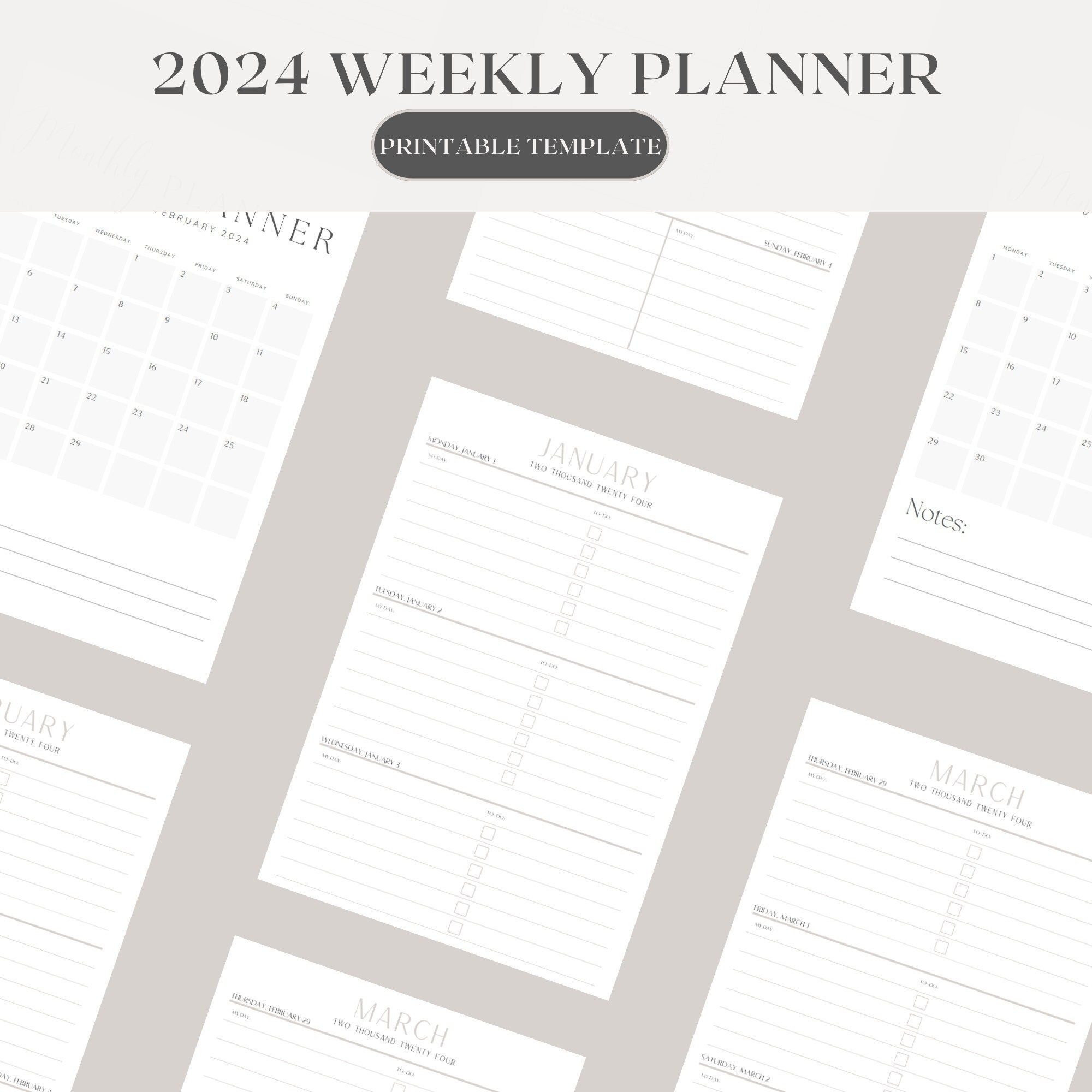 2024 Weekly Planner Printable Weekly Planner Simple Planner ...