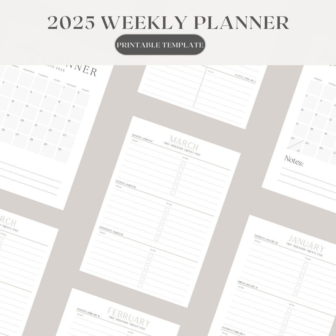 2025 Weekly Planner Printable – Minimalist Weekly Calendar, Goal ...