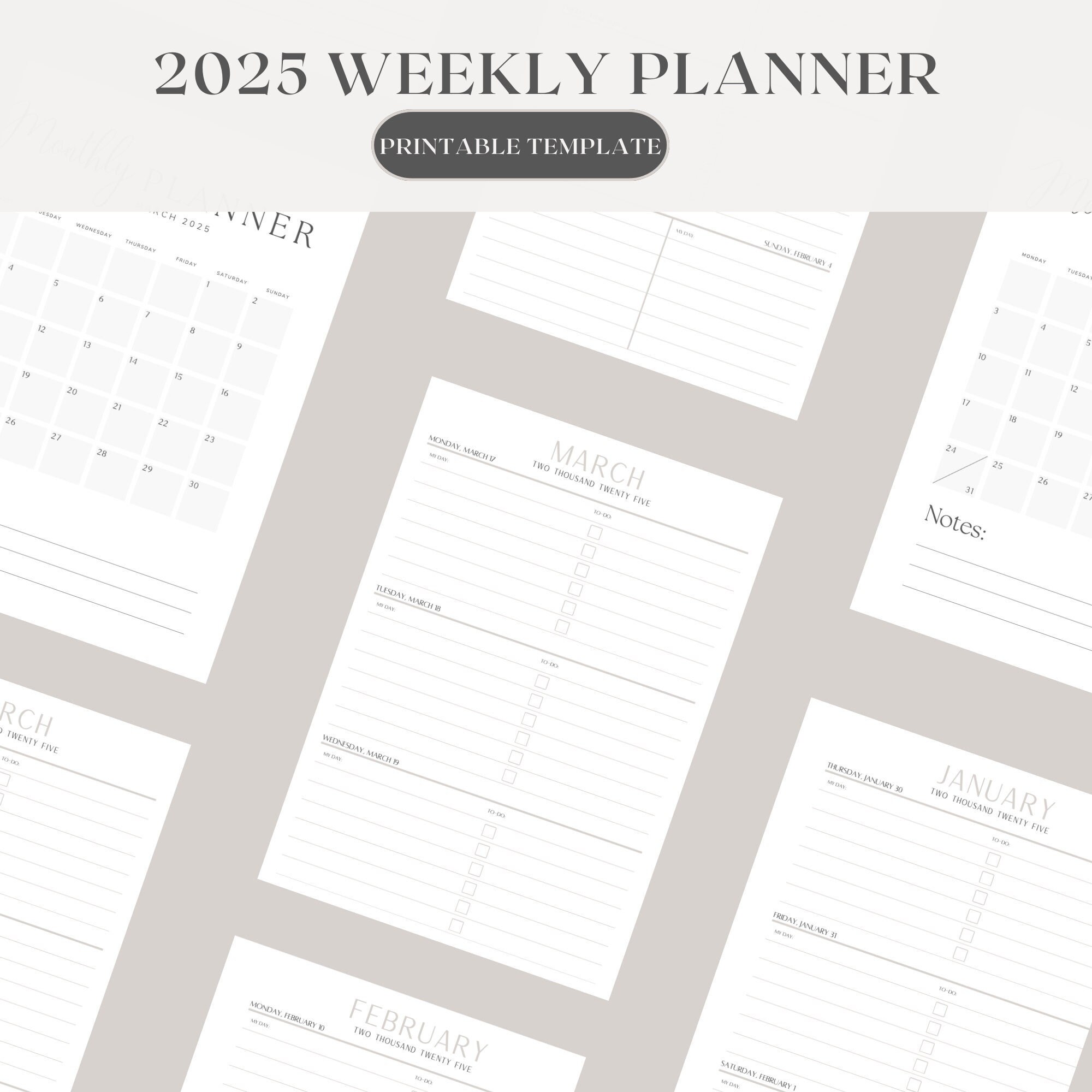 2025 Weekly Planner Printable – Minimalist Weekly Calendar, Goal ...