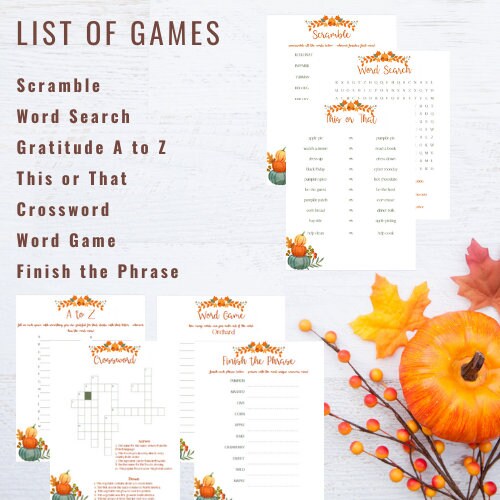 Thanksgiving Game Pack Thanksgiving Printable Games - Etsy