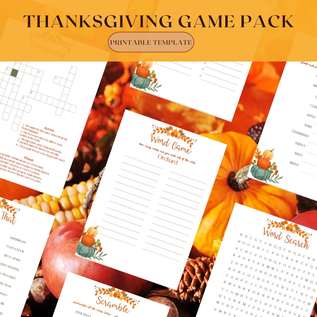 Thanksgiving Game Pack Thanksgiving Printable Games Thanksgiving Party ...