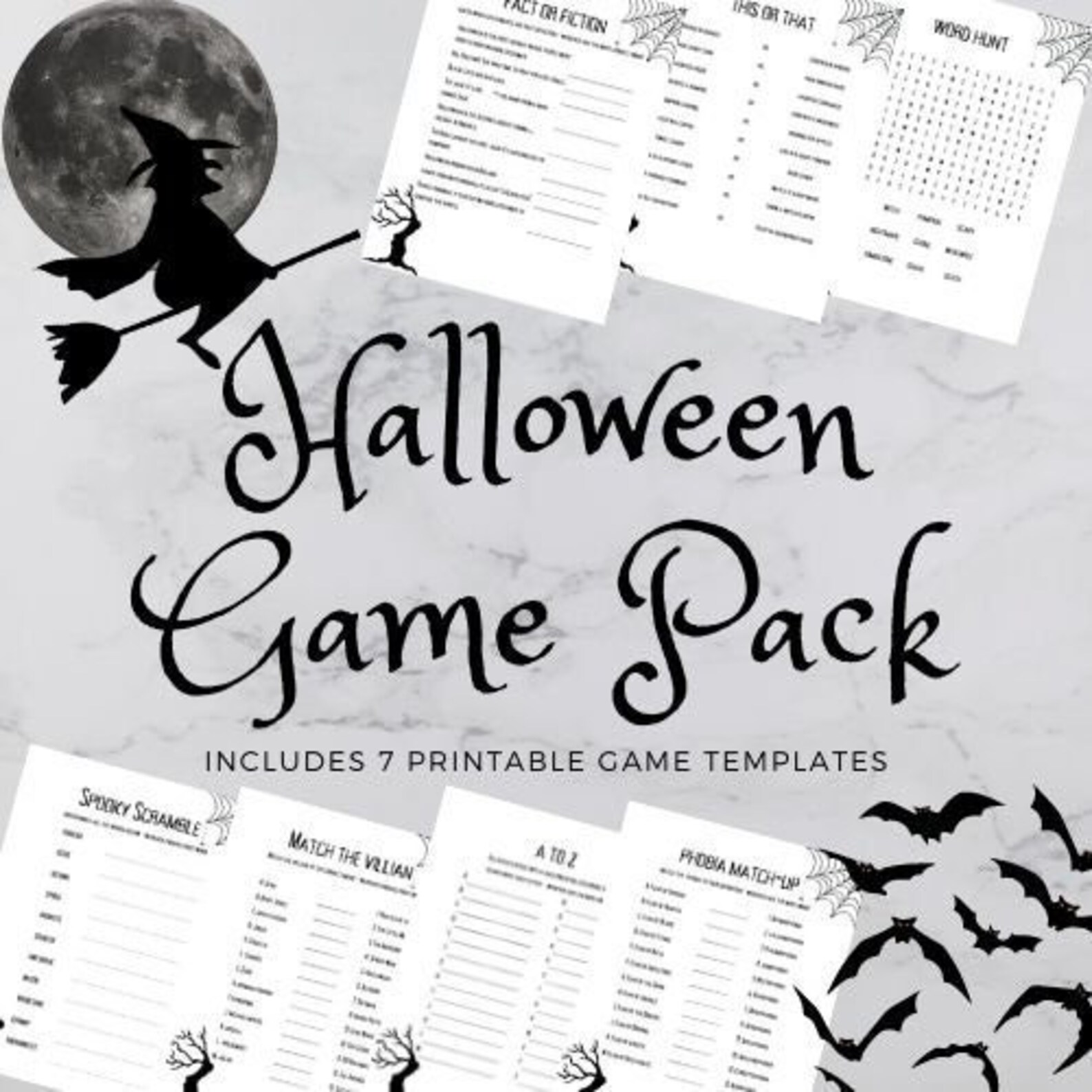 Halloween Game Pack Halloween Printable Games Halloween Party Games Fun ...