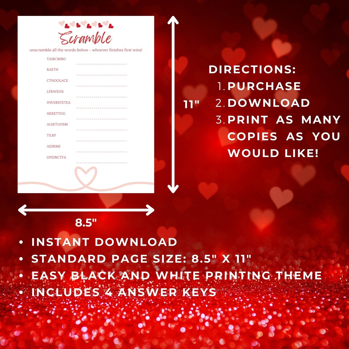 Valentine's Game Pack Valentine Printable Games - Etsy