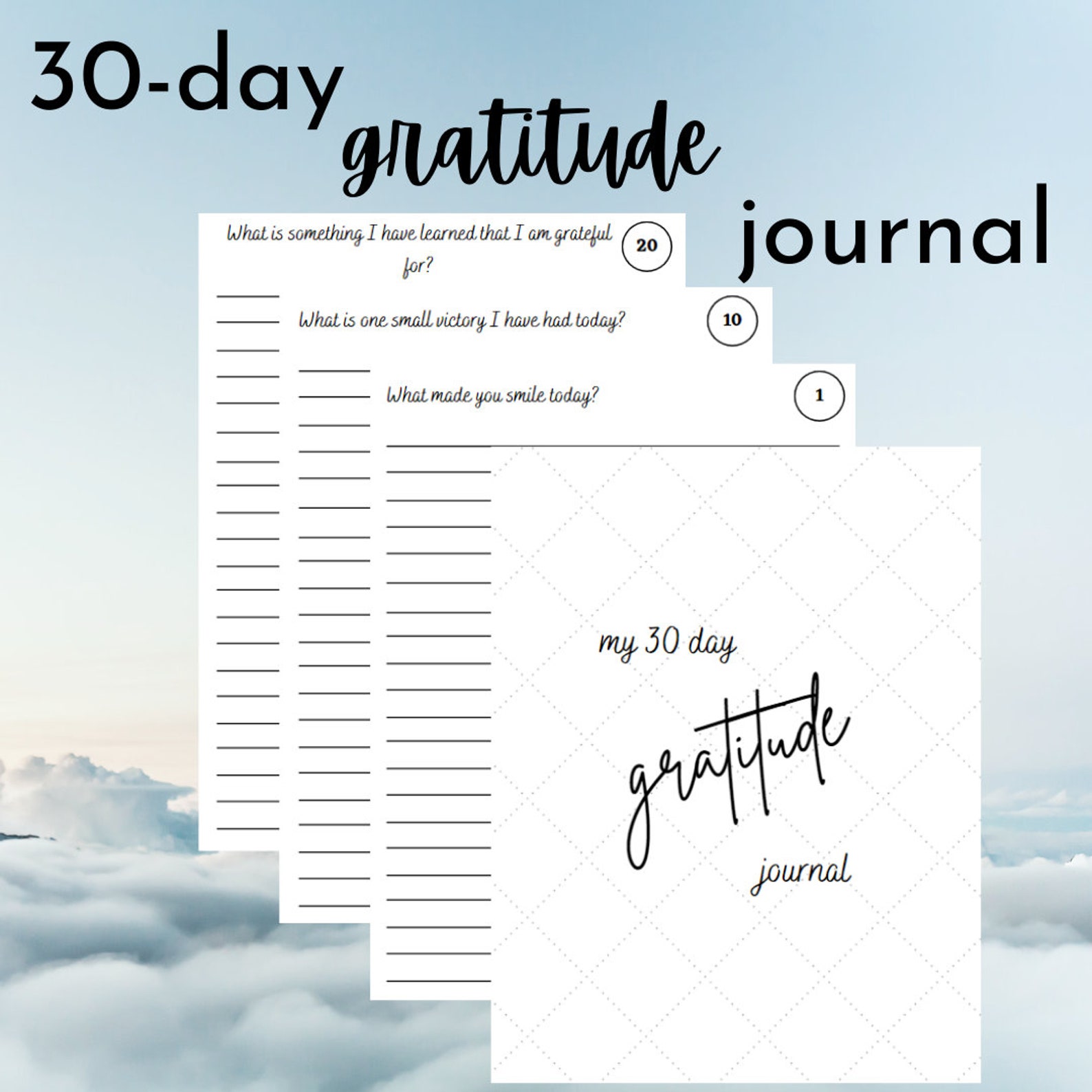 Printable 30 Day Gratitude Journal - Etsy