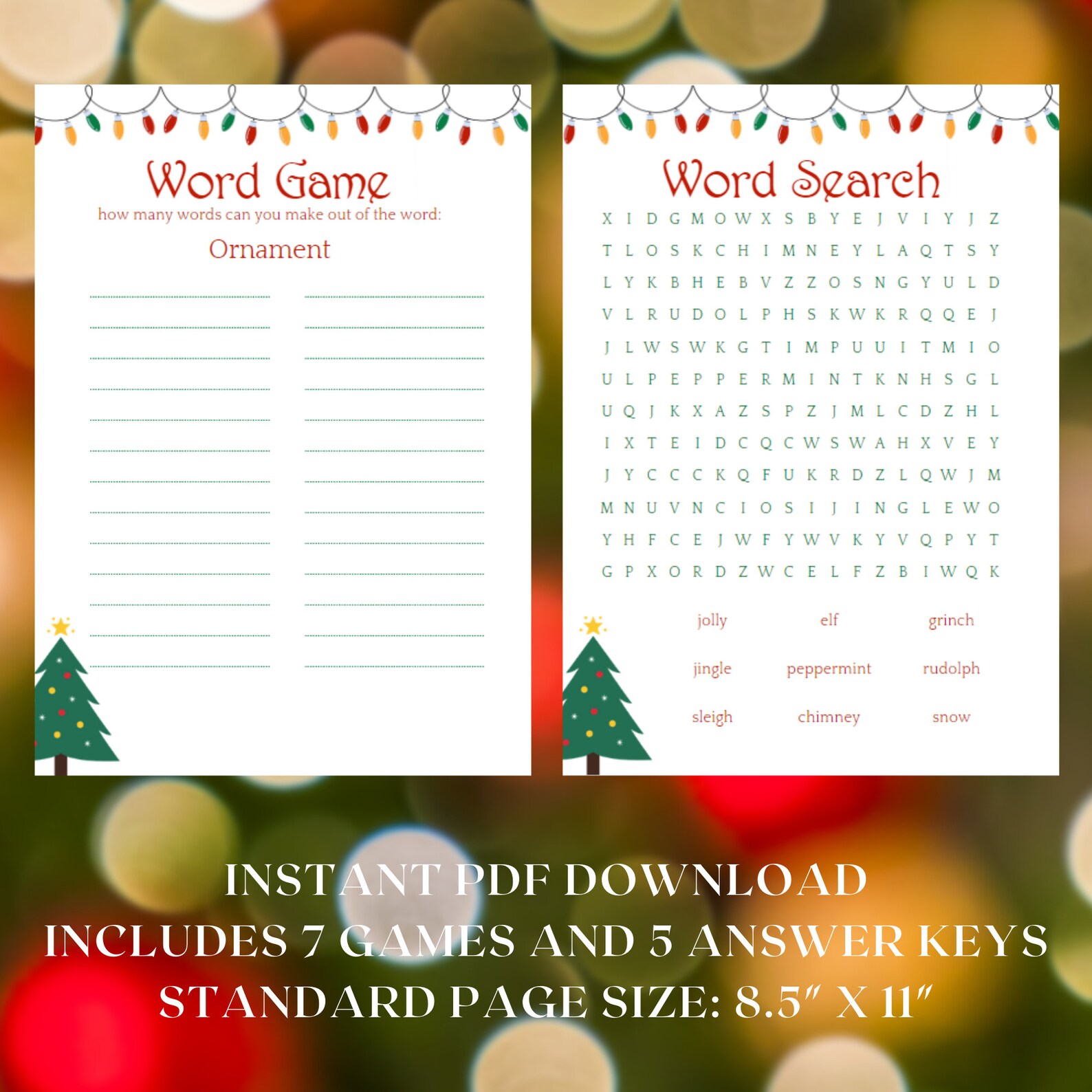 Christmas Game Pack Christmas Printable Games Christmas Party Games Fun ...