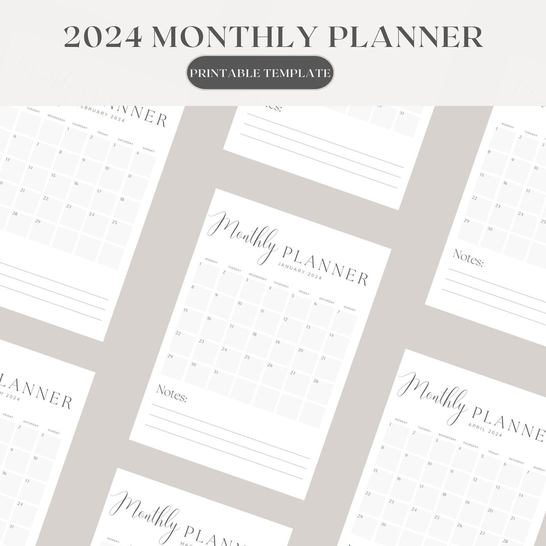 2024 Monthly Planner Printable Monthly Planner Simple Planner ...