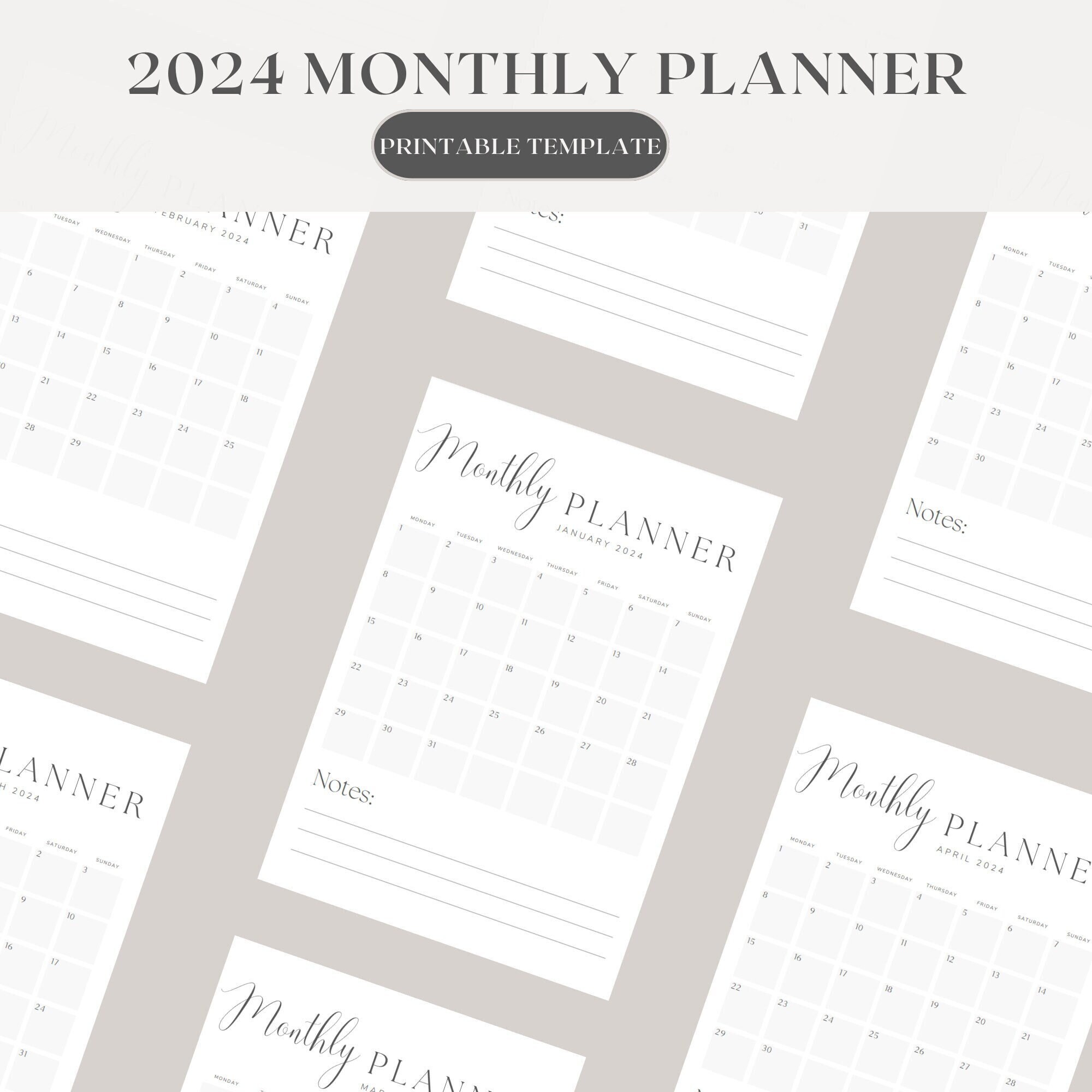 2024 Monthly Planner Printable Monthly Planner Simple Planner ...
