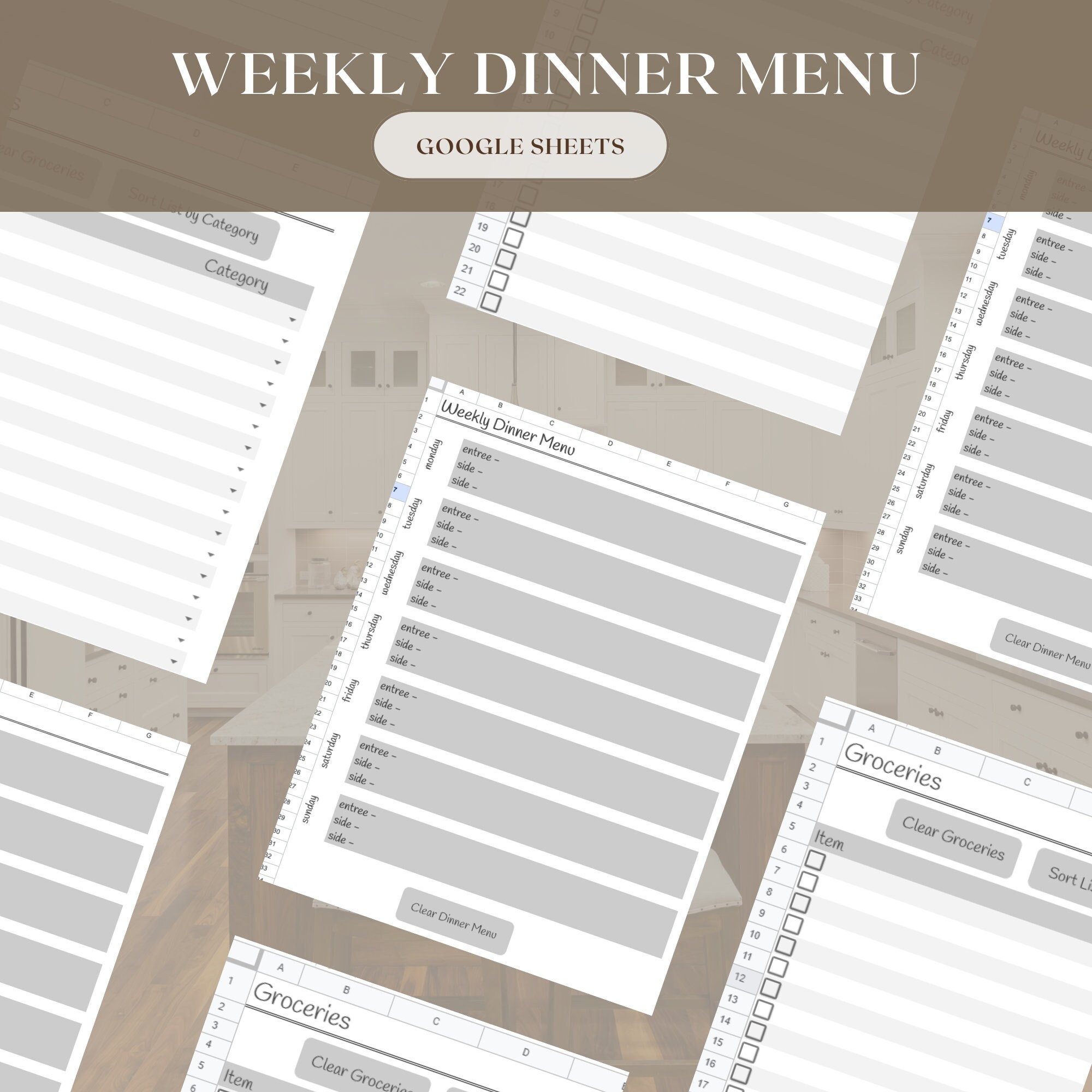 Weekly Dinner Menu Plan – Google Sheets Template for Easy Meal Planning ...