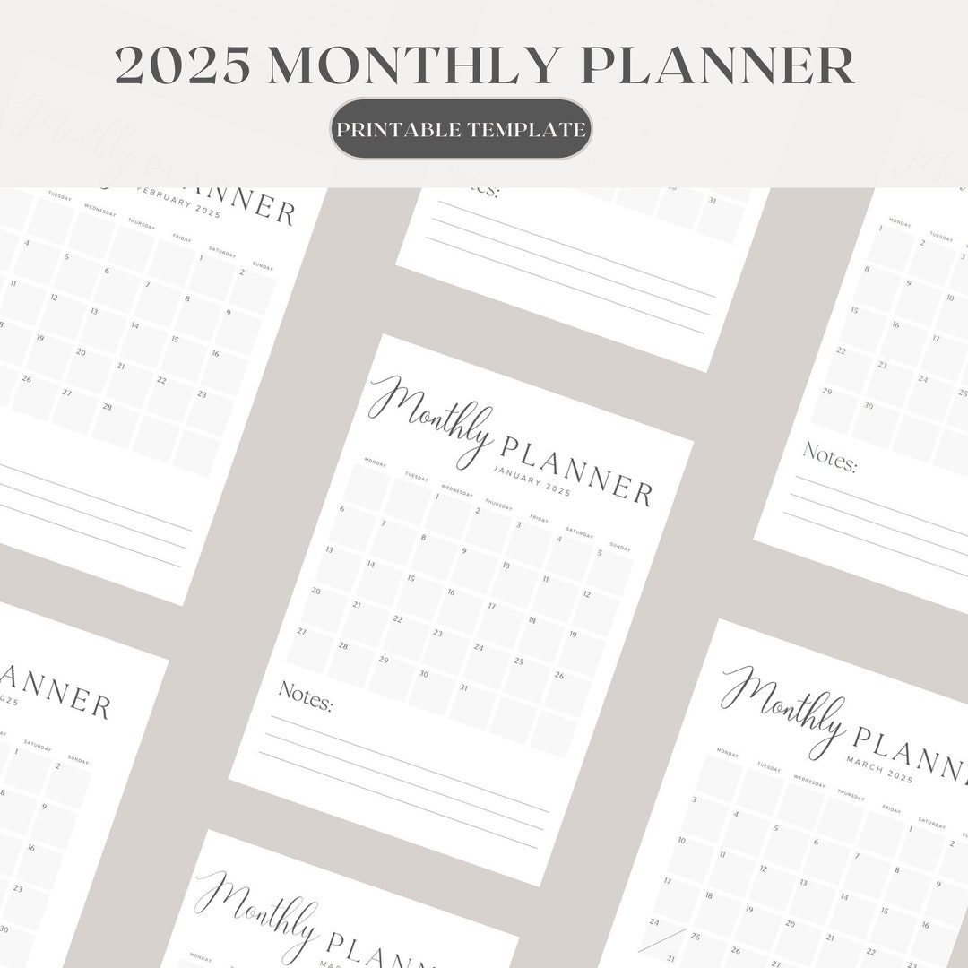 2025 Monthly Planner Printable – Minimalist Monthly Calendar, Goal ...