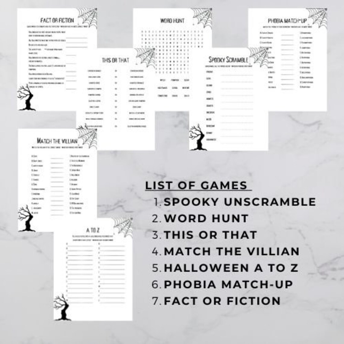 Halloween Game Pack Halloween Printable Games Halloween Party Games Fun ...