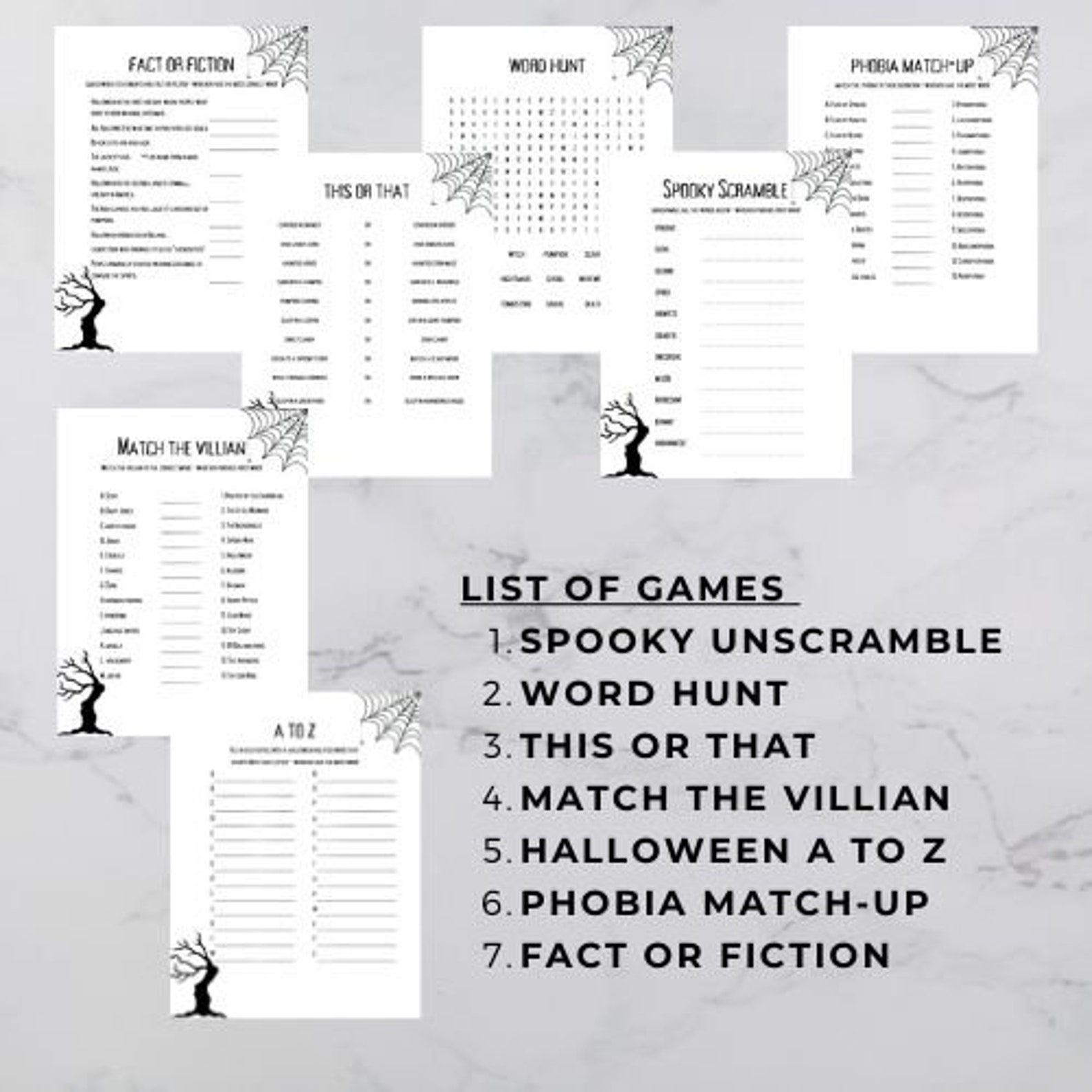 Halloween Game Pack Halloween Printable Games Halloween Party Games Fun ...