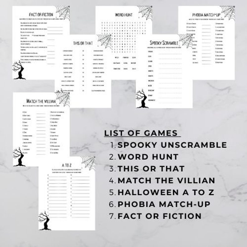 Halloween Game Pack Halloween Printable Games Halloween Party Games Fun ...