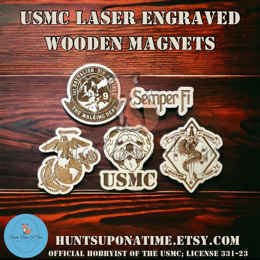 USMC Laser Engraved Wood Magnets - Etsy