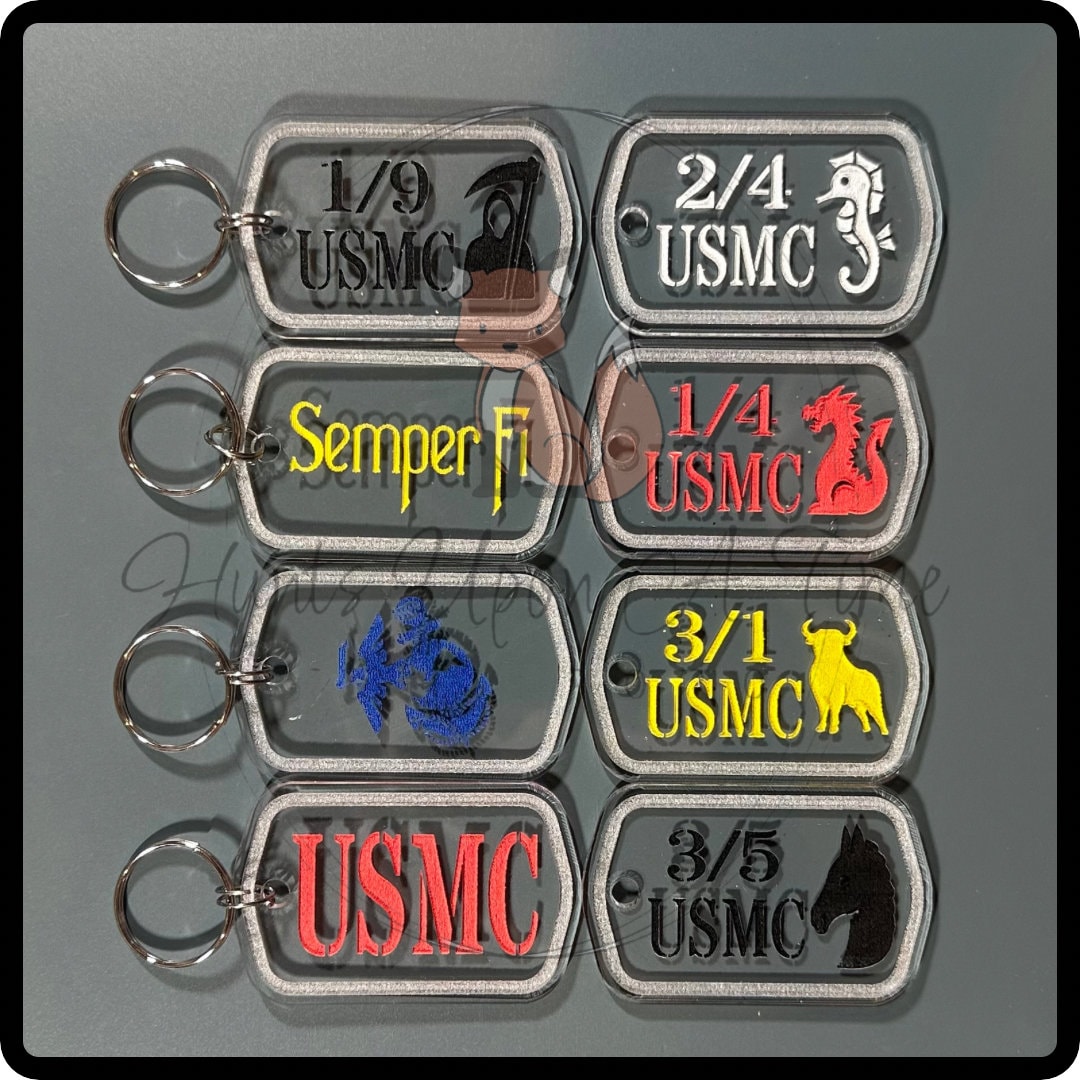 USMC Acrylic Dog Tag Keychains - Etsy