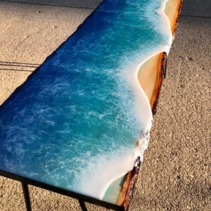 Resin Beach Coffee Table: Epoxy Ocean Decor, Coastal Entryway Bench (36 ...