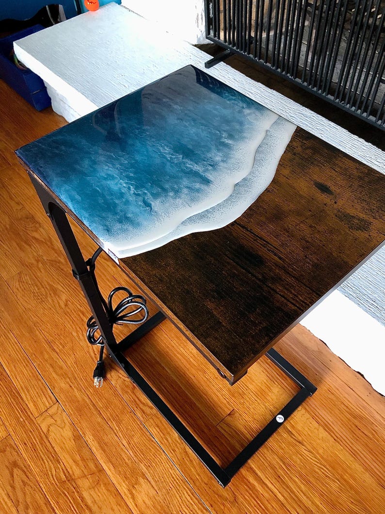 Resin Beach Side Table, Adjustable Height C-table, Coastal Decor (18-32 ...
