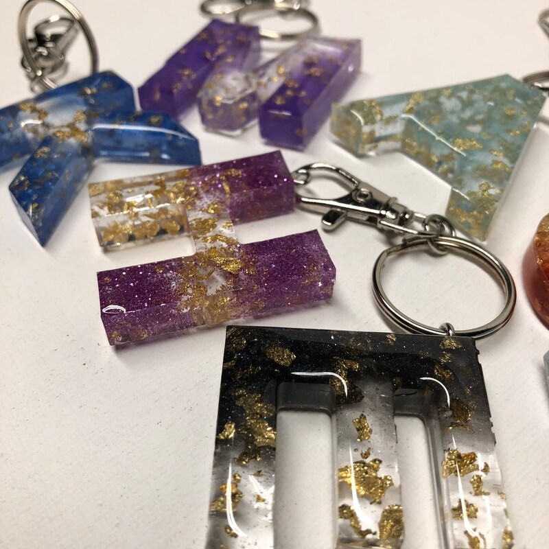 Resin Initial Keychain - Etsy