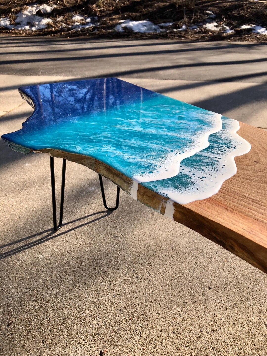 Live Edge Resin Beach Table/ Table/ Sofa/ Entryway/ Table Spill Over ...