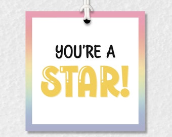 Printable You're A Star Printable Tag: Rainbow Student Reward (PDF) - Etsy