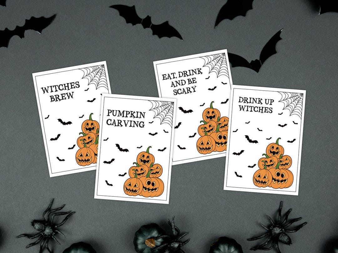 12 Halloween Table Signs Printable Sign Bundle Halloween Drink Sign ...