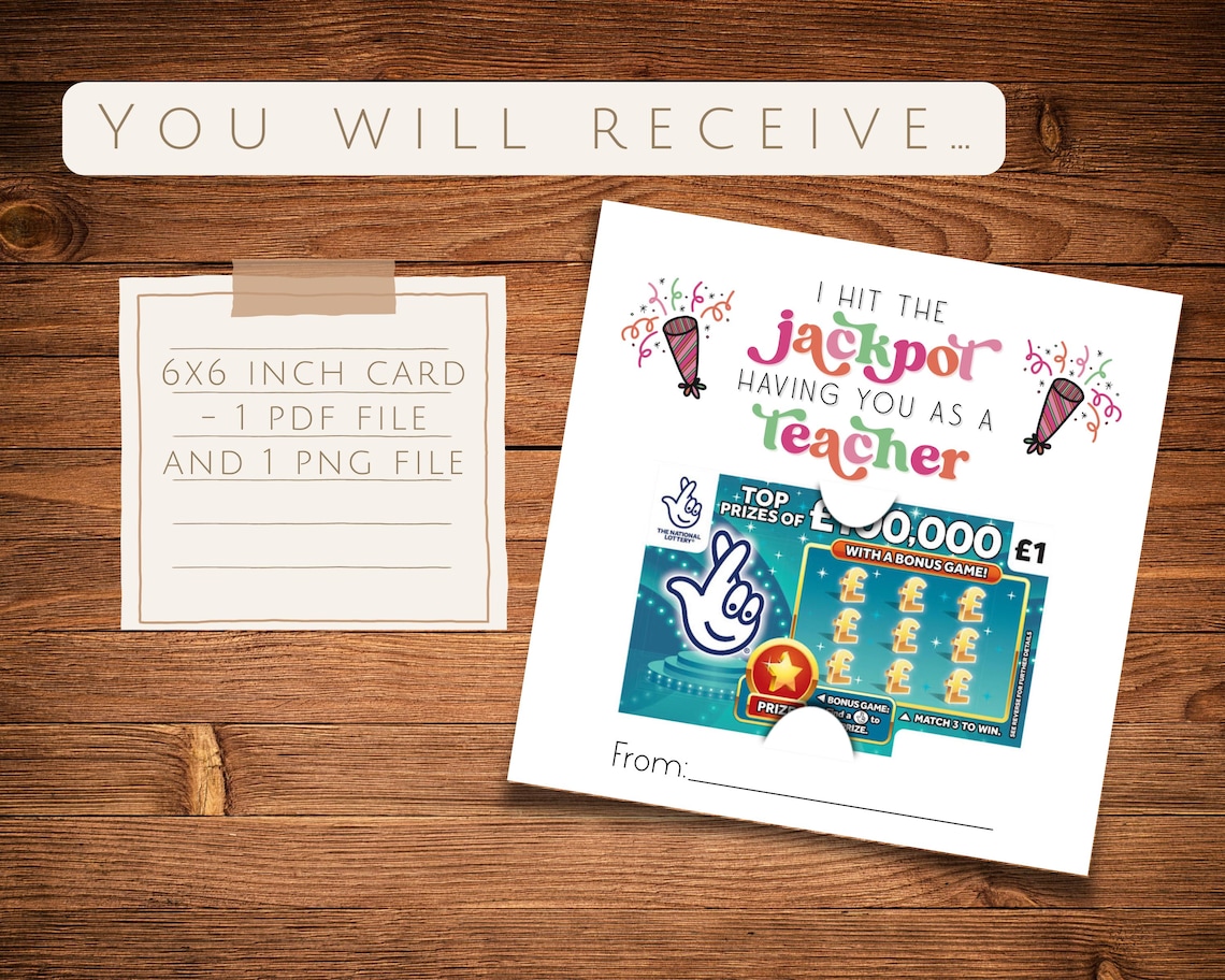 Printable Teacher Scratchcard Holder: Printable Lottery Ticket Gift ...