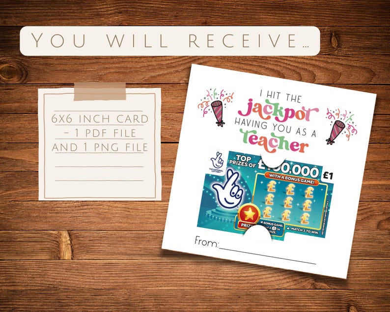 Scratchcard Holder for Teacher - Printable Lottery Ticket Gift - Lotto ...