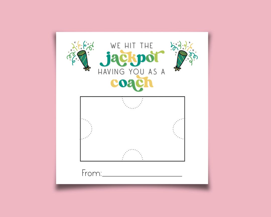 Printable Scratch Card Holder for Coaches Cheer Coach Gift Card Holder ...