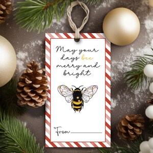Bee Merry Christmas Gift Tag - Printable Christmas Bee Treat Tag ...