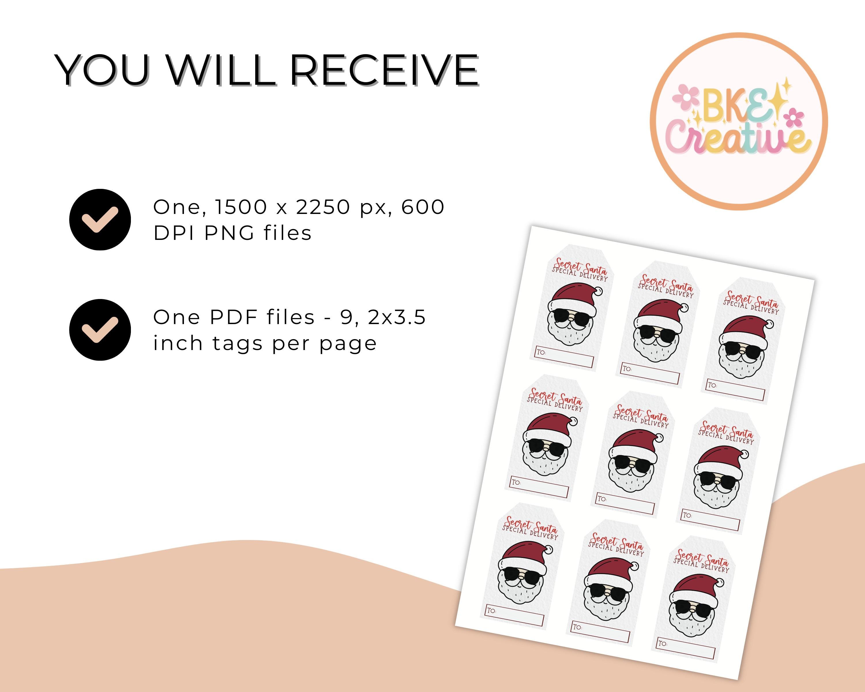 Printable Secret Santa Gift Tags: Office Christmas Exchange (PNG, PDF ...