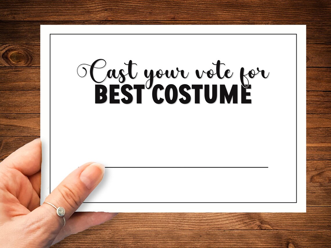 Printable Best Costume Voting Cards - Minimalist Printable Ballot Cards ...