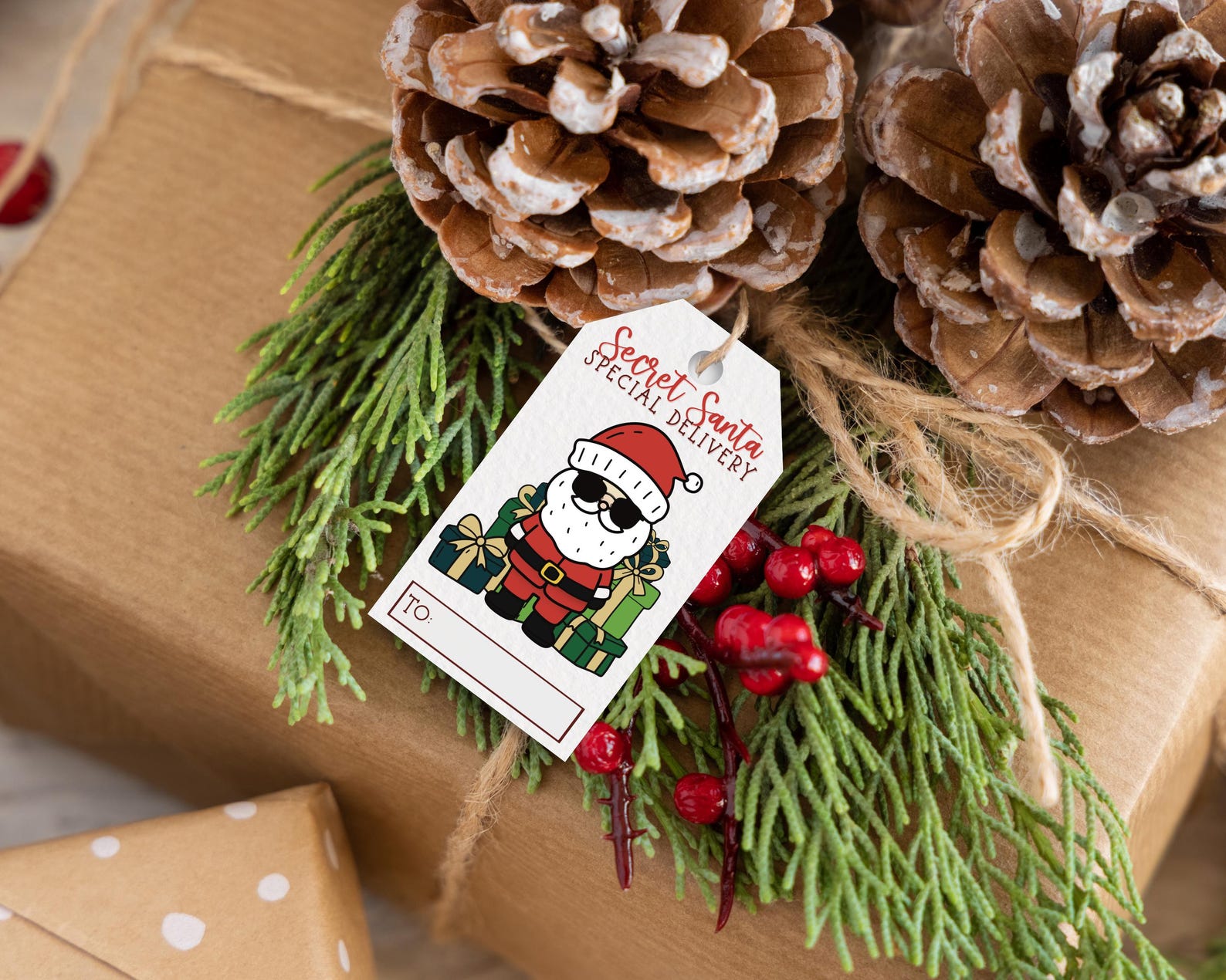 Printable Secret Santa Gift Tags: Holiday Office Labels (PDF) - Etsy